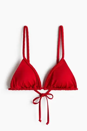 H&m Padded Triangle Bikini Top With Braided Straps - Red