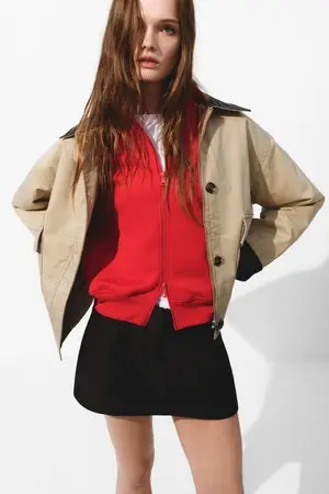H&m Padded Canvas Jacket With Coated Details