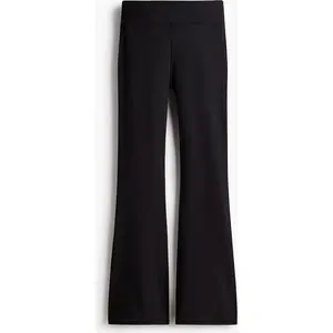 H&m Flared Brushed Jersey Trousers - Black
