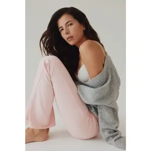 H&M Flared Brushed Jersey Trousers - Light Pink