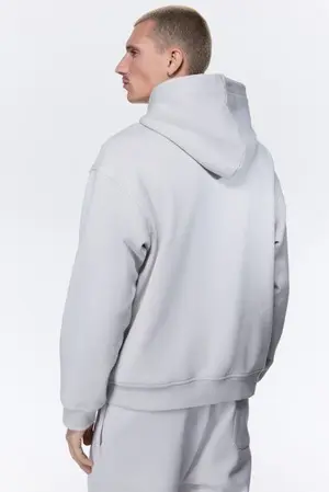 H&m Relaxed Fit Cotton Blend Hoodie With Drawstring Hood - Light Gray