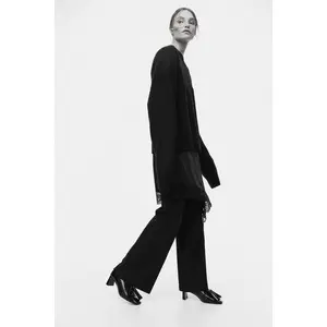 H&M Flared Pants With Extended Waistband Tab - Black