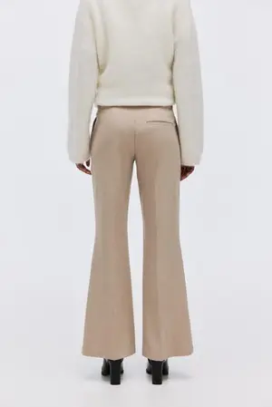 H&m Flared Trousers - Light Beige