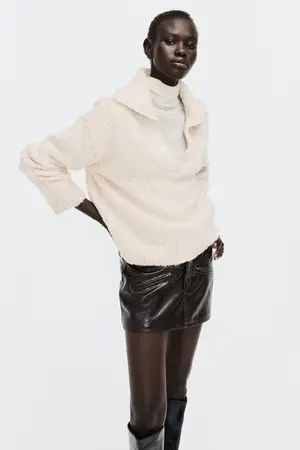 H&m Oversized Collared Bouclé Jumper