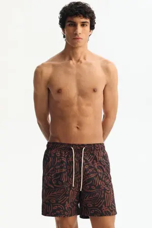 H&M Printed Swim Shorts - Brown/patterned