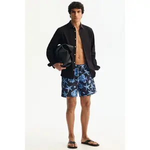 H&m Printed Swim Shorts - Navy Blue/patterned