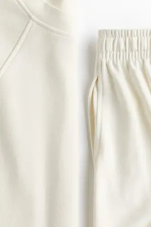 H&m Two-piece Sweatshirt And Shorts Set - Ivory