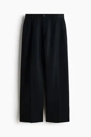 H&M Loose Fit Linen-blend Wide-leg Trousers