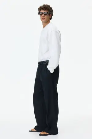 H&M Loose Fit Linen-blend Wide-leg Trousers