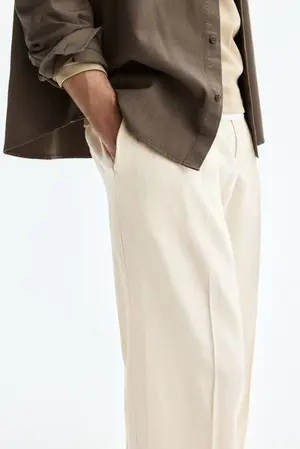 H&m Loose Fit Linen-blend Wide-leg Trousers - Cream