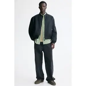 H&m Padded Nylon Bomber Jacket - Black