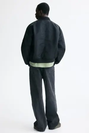 H&m Padded Nylon Bomber Jacket - Black