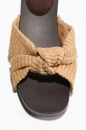 H&m Studded Wood-look Sole Sandals - Beige