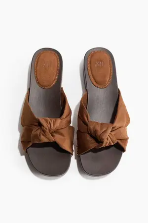 H&m Studded Wood-look Sole Sandals - Brown