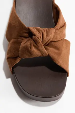 H&m Studded Wood-look Sole Sandals - Brown