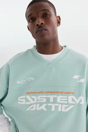 H&m Oversized Fit Printed Mesh T-shirt - Mint Green/system
