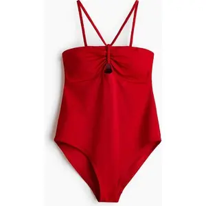H&m Padded-cup Swimsuit With Braided Straps And Cut-out Detail - Bright Red