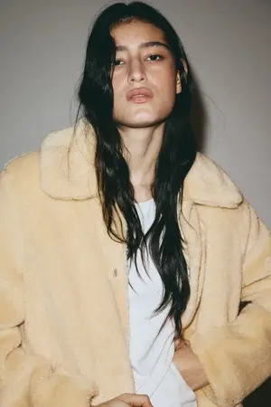 H&m Pile Jacket With Collar And Press-stud Closure - Beige