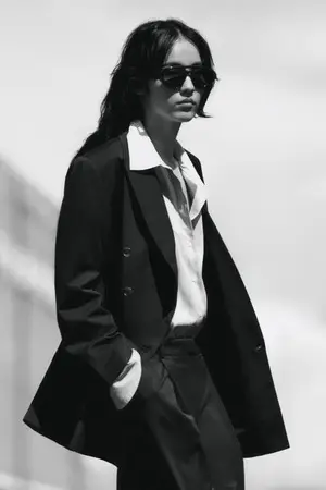 H&M Oversized Twill Blazer With Peak Lapels