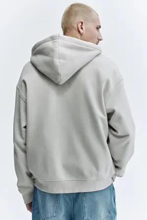 H&m Loose Fit Zip-through Hoodie - Light Gray