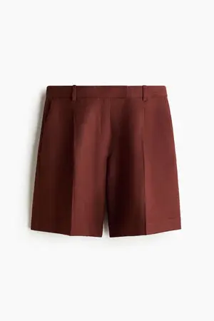 H&m Knee-length Pleated Bermuda Shorts - Rust Brown