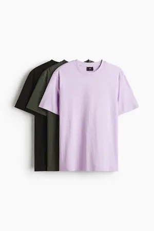 H&M 3-pack Regular Fit T-shirts - Lilac