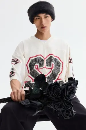 H&m Printed Mesh T-shirt - White/22