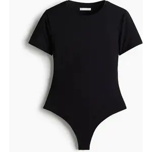 H&m Short-sleeved Microfibre Bodysuit - Black