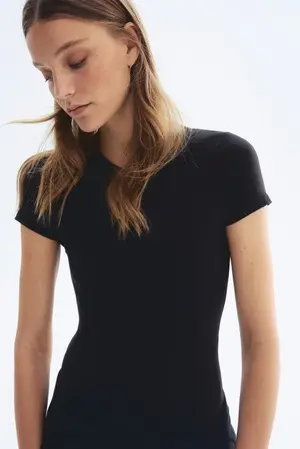H&m Short-sleeved Microfibre Bodysuit - Black