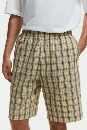 H&m 2-piece Cotton Loungewear Set - Light Yellow/ Checked