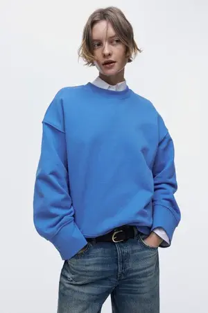H&M Oversized Cotton Sweatshirt - Blue