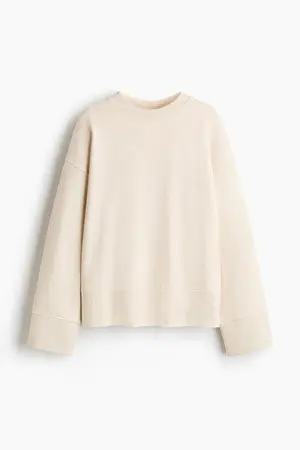 H&m Oversized Cotton Sweatshirt - Light Beige