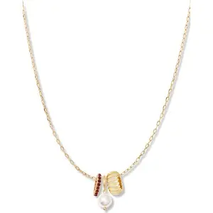 BROOK & YORK Brook And York Gaby Faux Pearl And Birthstone Multipendant Necklace Gold/january