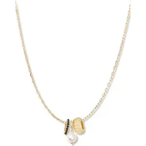 BROOK & YORK Gaby Faux Pearl And Birthstone Multipendant Necklace - Gold/may