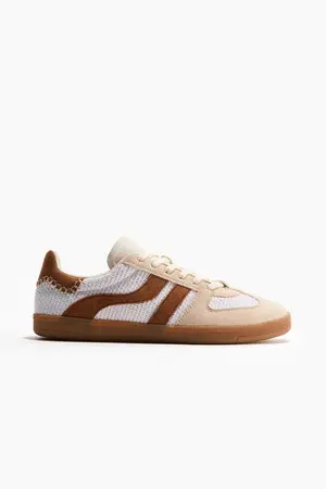 H&M Low Top Lace-up Sneakers - Beige/white