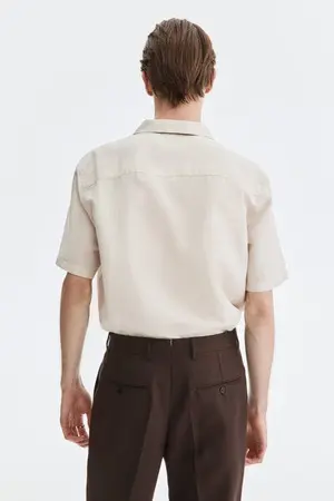 H&m Relaxed Fit Linen-blend Resort Shirt - Light Beige