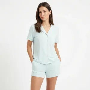 MOTETTE Short Sleeve And Shorts Pajama Set - Cloud Stripe