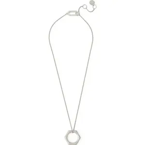 ALLSAINTS Textured Hexagonal Pendant Necklace - Warm Silver