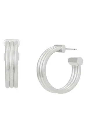 ALLSAINTS Tube Hoop Earrings - Warm Silver