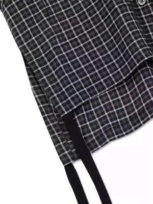 STUDIO TOMBOY Check-pattern Hooded Shirt With Drawstring And Tie-fastening Side Slits