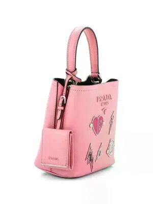 Prada Panier Embellished Saffiano Leather Bucket Bag