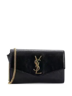 Saint Laurent Uptown Chain Wallet Leather Crossbody Bag - Black