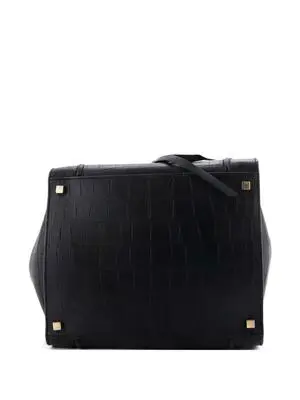 Celine Crocodile Embossed Leather Medium Tote Bag - Black