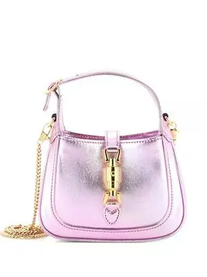 Gucci Jackie 1961 Chain Leather Super Mini Hobo Bag - Metallic