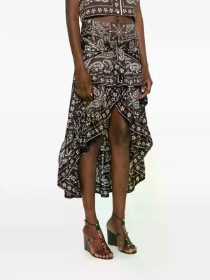 Sandro Asymmetrical Paisley-print Ruffled Skirt