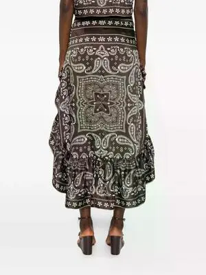 Sandro Asymmetrical Paisley-print Ruffled Skirt
