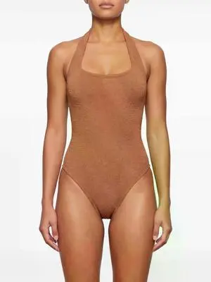 Hunza G Sandy Halterneck Swimsuit - Brown