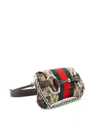 Gucci Horsebit Nm Web Chain Clutch Gg Canvas Small Shoulder Bag