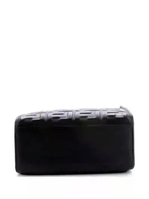 Fendi Sunshine Shopper Tote Zucca Embossed Leather Small Shoulder Bag - Black