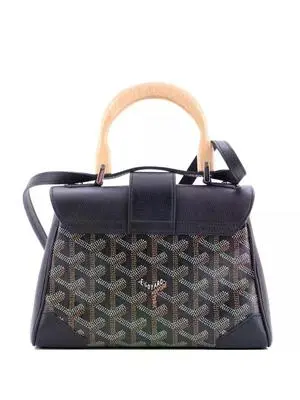 Goyard Saigon Top Handle Bag In Coated Canvas And Leather - Black